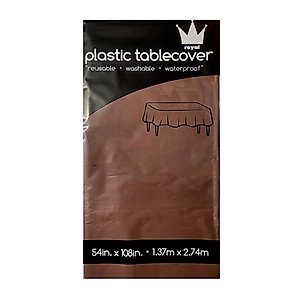 ROYAL7 3 Pack Brown, Rectangle Disposable Plastic Tablecloth for Picnic, Birthday, BBQ, Party, Wedding (Brown, Rectangle, 54in. X108in.)