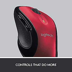 Logitech M510 Wireless Computer Mouse – Comfortable Shape with USB Unifying Receiver, Back/Forward Buttons and Side-to-Side Scrolling - Red
