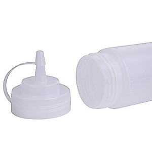 Bekith 12 pack 12 Oz Plastic Squeeze Condiment Bottles with Twist On Cap Lids and Discrete Measurements, Wide Mouth Empty Squirt Bottle For Sauce, Ketchup, BBQ, Dressing, Paint, Pancake Art Dispenser