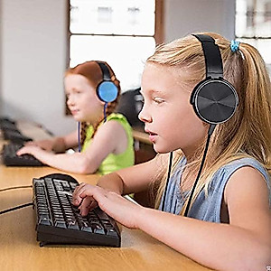 Classroom Headphones Bulk 24 Pack Wholesale Student headsets, Durable Earphones Comfy Swivel Class Set School, Library, Children, Kids for Online Learning and Travel (24 Black)