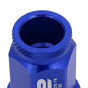 J2 Engineering 7075 Aluminum Blue M12 x 1.5 20Pcs L: 40mm Open End Lug Nut w/Socket Adapter