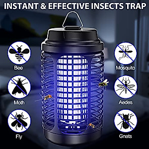 Bug Zapper Outdoor, Mosquito Zapper with Dusk to Dawn Light Sensor, 18W Electric Fly Zapper, Waterproof Mosquito Killer, Mosquito Repellent Outdoor, Fly Trap for Home, Garden, Outdoor Mosquito Control