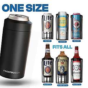 Frost Buddy Universal 2.0 5 Sizes in 1 Insulated Can Cooler - Stainless Steel Can Cooler for 12 oz & 16 oz Regular or Slim Cans & Bottles - Stainless Steel (Cotton Candy)