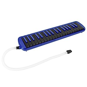 Melodica, 37 Key Wind Musical Instrument Ergonomic Design Blowpipe Melodica with Bag F37s(blue)