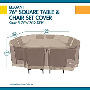 Duck Covers Elegant Waterproof 76 Inch Square Patio Table & Chair Set Cover, Outdoor Table and Chair Cover