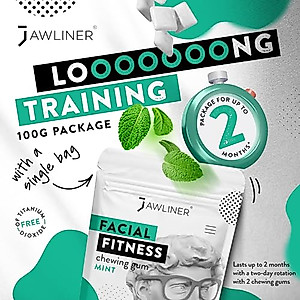 JAWLINER Fitness Chewing Gum (2 months pack) Jawline Sugar Free Mint Gum - - Jawline Exerciser For Mewing And Shapen The Jaw - 15x Harder Than Regular Gum