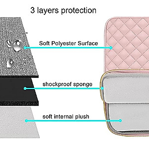 MOSISO Laptop Sleeve Compatible with MacBook Air/Pro, 13-13.3 inch Notebook,Compatible with MacBook Pro 14 inch 2023-2021 A2779 M2 A2442 M1, Square Quilted Polyester Horizontal Carrying Bag,Chalk Pink