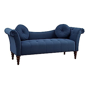 Lexicon Westridge Upholstered Settee with 2 Pillows, 75" W, Blue