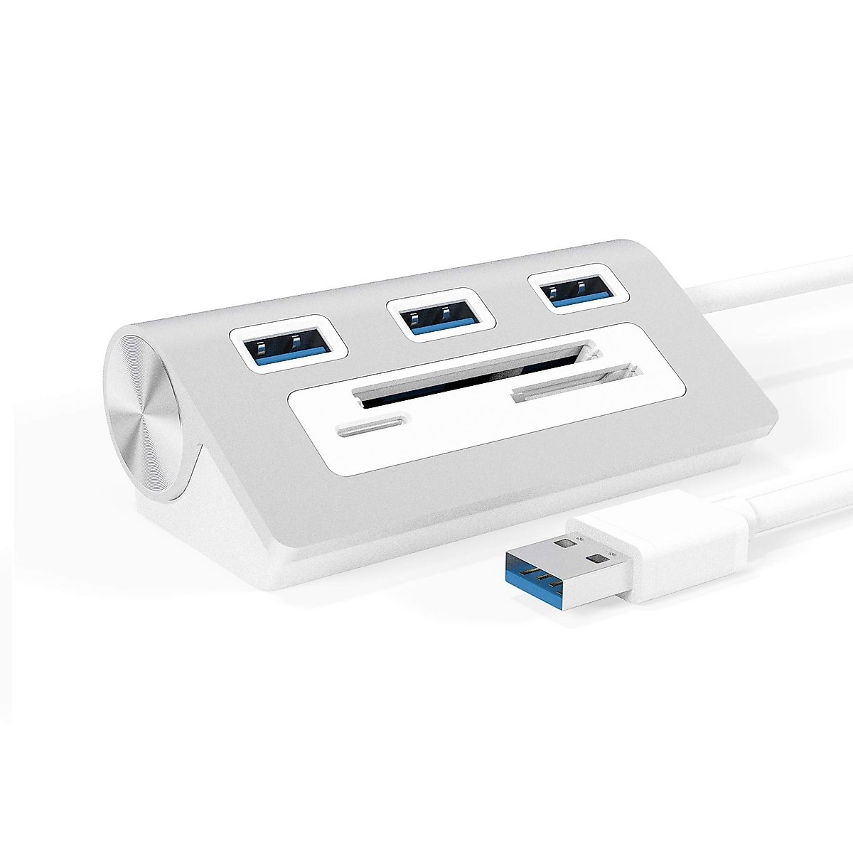 KETAKY 6-in-1 USB 3.0 Hub Adapter, 6 Port Triangle Portable Aluminum Hub, with SD/TF/CF Card Reader Combo, for iMac Pro, MacBook Air, Mac Mini/Pro, Surface Pro, PC and Laptop