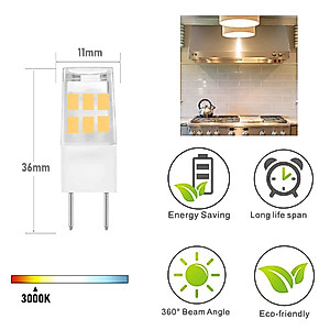 VOKWAK G8 LED Bulb GY8.6 Bi-Pin Base T4 Xenon Bulb 120Volt Microwave Light Bulb Replacement 3W(30W Halogen Equivalent) 300LM for Puck Light,Oven Light,Under Cabinet Light,3-Pack(Warm White 3000K)