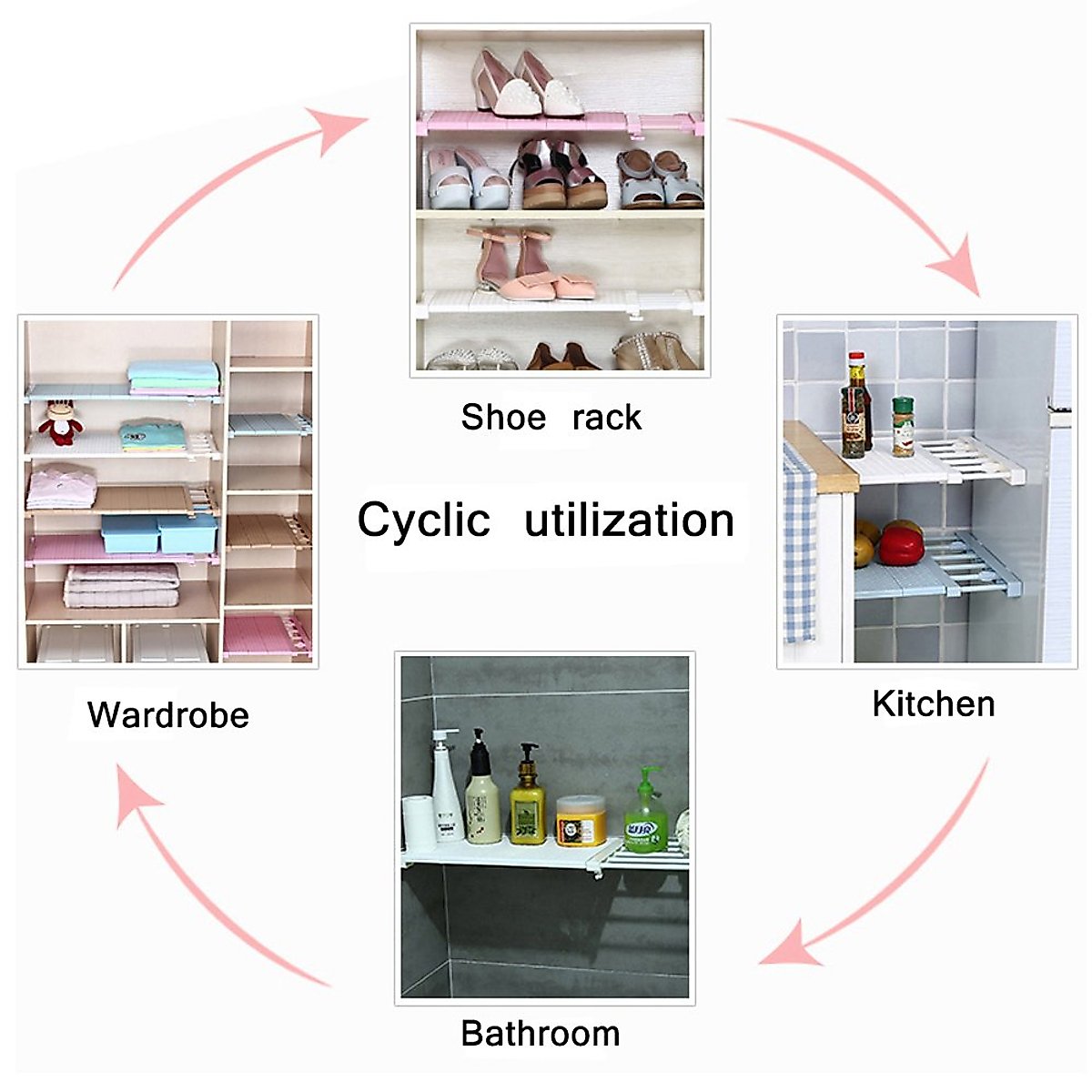 Scalable Layered Separator Updated Version Adjustable Storage Rack Shelf for Wardrobe Refrigerator Cupboard Random Colour ((33-53) x42cm)