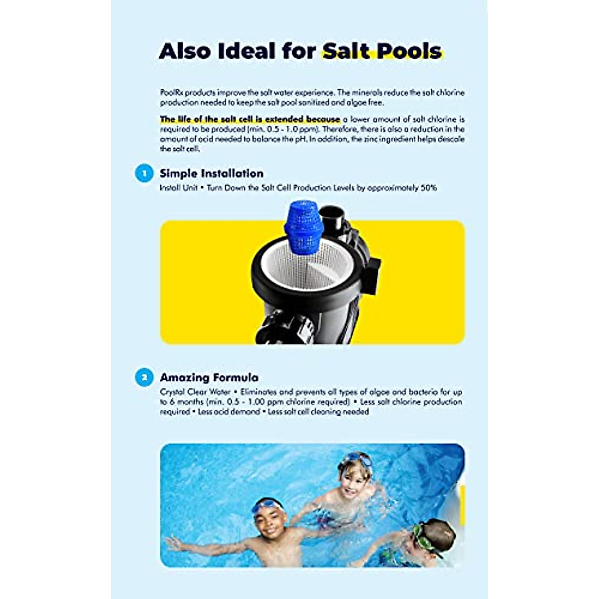 PoolRx 101067 Black Units Swimming-Pool-Algaecides (4 Pack), 20,000-30,000 Gallon