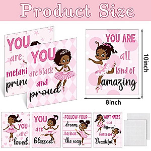 9 Pcs Black Ballerina Wall Decor Black Toddler Girl Wall Art Motivational African Little Girls Pink Room Decor for Positive Pink Bedroom Wall Decor Ballerina African American Toddler Quotes Posters