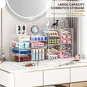 Makeup Organizer Storage With 16 Drawers, 4 Pcs Desktop Office Supplies, Desk Organizers, Clear Desk Accessories, Dustproof Drawer Organizer and Storage for Make Up, Jewelry, Pen, Desktop Stationary