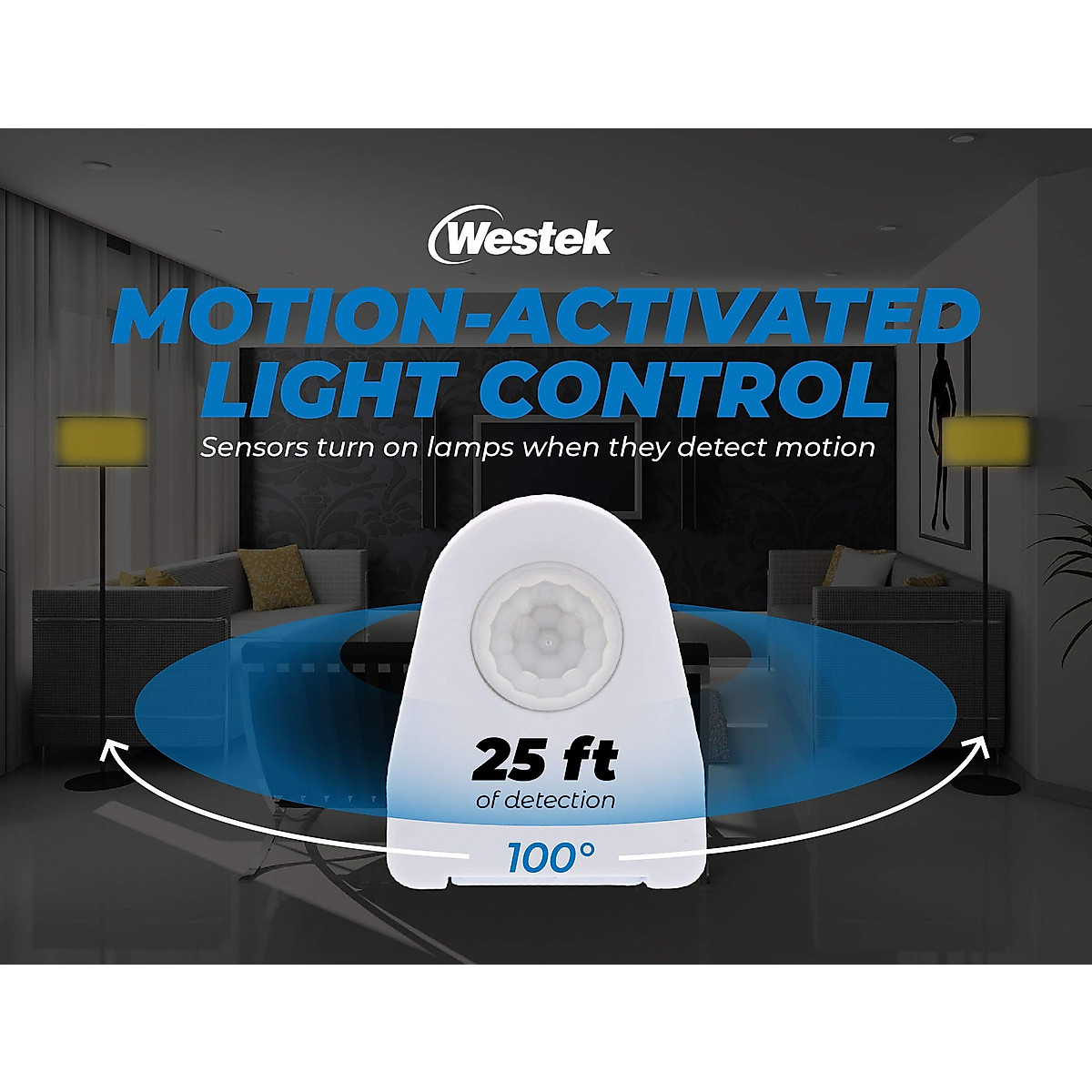 Westek MLC12BC-4 Indoor Plug-in Corded Motion Activated Light Control, 1 Count (Pack of 1), White
