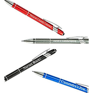 Express Pencils Customized Pens with Stylus - Metal Pens - Custom Printed Name Pens with Black Ink Personalized & Imprinted with Logo or Message -Great Gift Ideas- 12 pcs/pack (Blue)