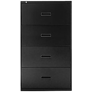HON Filing Cabinet - 400 Series Four-Drawer Lateral File Cabinet, 30w x 19-1/4d x 53-1/4h, Black, (434LP)