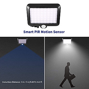 TTAototech Outdoor Security Floodlight,Security Lights with PIR Sensor-56 LED Solar Powered Wall Light- Super Bright Waterproof Outdoor Motion Sensor Light LED Floodlight for Garden, Backyard,Garage