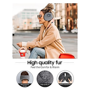 LC-dolida Bluetooth Earmuffs for Winter Women Men, Ear Warmers Headphones Ear Muffs Fluffy with Music HD Speakers Calling for Outdoor Winter Running Cycling Camping, Ice Fishing Skating, Walking Dog