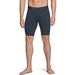 ATHLIO Men's Athletic Cool Dry Compression Shorts, Sports Performance Active Running Tights, 3pack Cool Dry Shorts Black/Charcoal/Red, X-Large