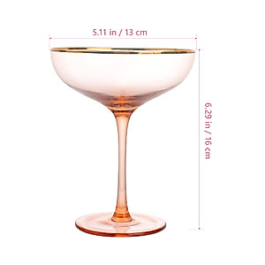 BESTOYARD 11 Oz Glass Margarita Glasses Hard Clear Glass Cocktail Cups Crystal Highball Glasses Coupe Frozen 320 ML Drink Cups Lead-Free Bar Glass Drinking Cups Pink
