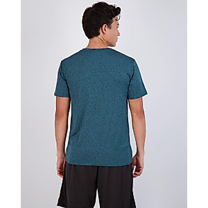 Real Essentials Athletic V Neck Tshirt Shirts T-Shirts Men Quick Dry Fit Tops Dri Fit Short Sleeve Active Wear Training Exercise Fitness Workout Shirt Tee Tees Gym Sports Top, Set 1, L, Pack of 5