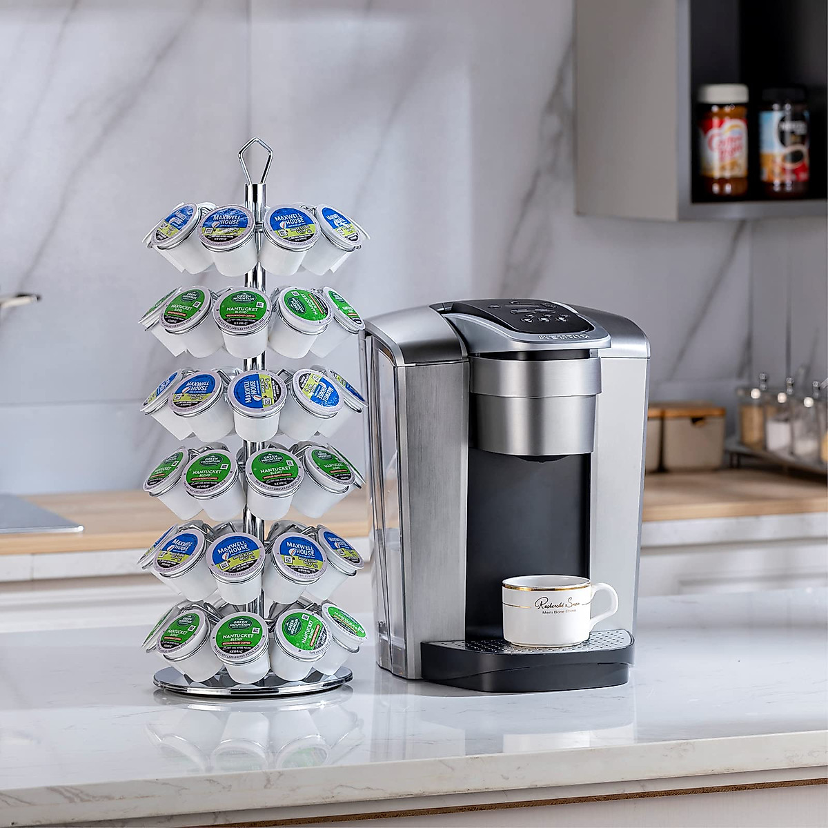 Rice rat K cup Holder Storage Coffee Capsules Pod Holder Carousel 6 Tier Compatible with 54 K-Cup Pods