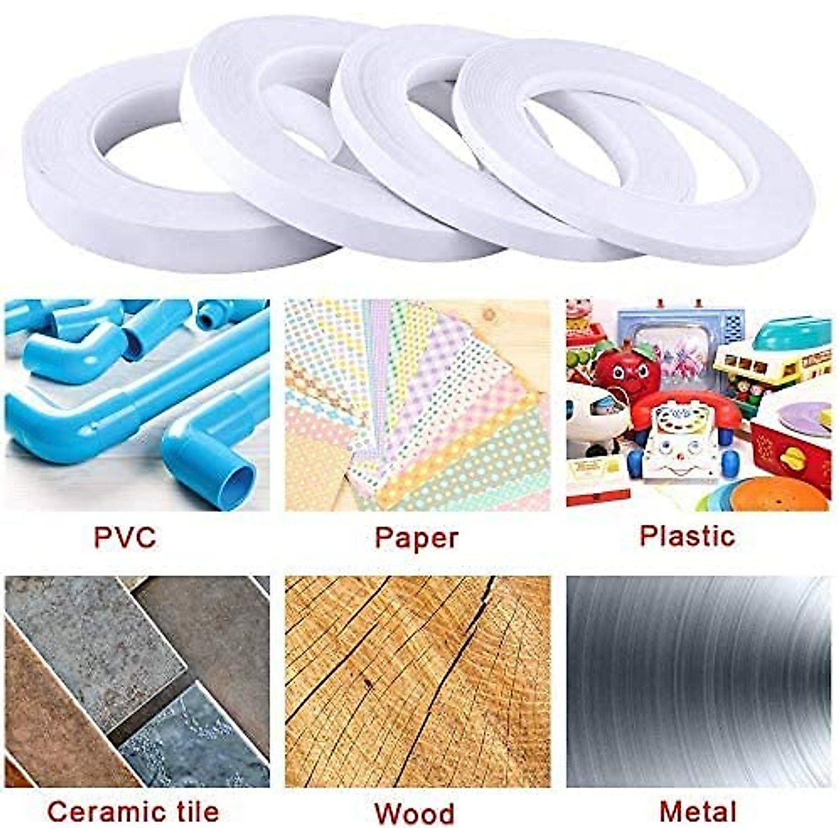 YISUMEI Double Sided Tape for Gifts,Craft,Card Making,Scrapbooking and Office School Stationery Supplies,Tear-by-Hand, Paper Backing(8 Rolls,1/4 Inch, 27 Yards Per Roll)