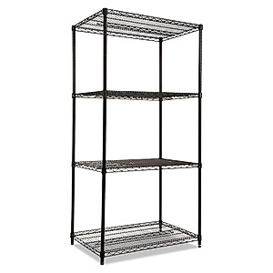 Alera NSF Certified Industrial Four-Shelf Wire Shelving Kit, 36w x 24d x 72h, Black