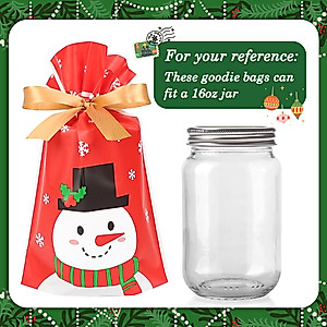 HRX Package 50pcs Christmas Treat Bags Drawstring, 5.8x9x2.4inch Holiday Goodie Bags Small Christmas Gift Bags for Candy Cookie gift giving