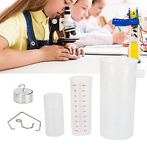 Plastic Graduated Cylinder,Physics Experiment Measuring Test Tube Set with Overflow Cup,Weight and 2 Hook,Suitable for Physics Teaching(Buoyancy Principle Experimental Equipment)