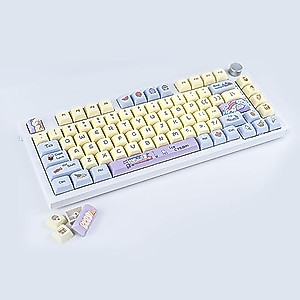 JOLINTAL 133 Keys Kawaii Keycaps Sets, PBT XDA Profile Keycaps, Dye-Sub Low Profile Keycaps 65 Percent Keycaps, Cute Cream PBT Keycaps Cherry MX Switch Keycaps for Mechanical Gaming Keyboard