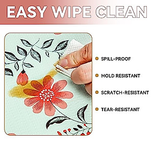 RAY STAR Shelf Liner, 12 Inch x 10 Feet Non Adhesive Golden Red Daisy Floral Cabinet Liner for Pantry Drawer Vanity, Strong Grip Non Slip Waterproof, Shelf Liners for Kitchen Cabinets