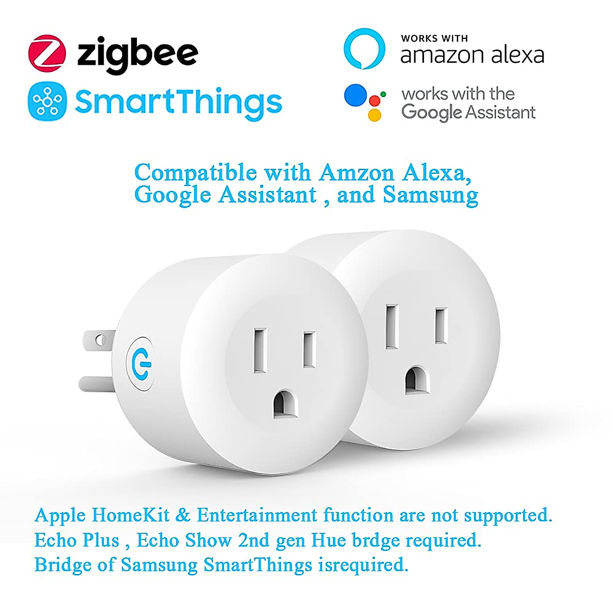 Smart Plug,DOGAIN Zigbee Smart Plugs Outlet Works with ST and Echo Plus Hub Voice Control Compatible with Alexa and The Google Assistant (Hub Required)(2 Pack)