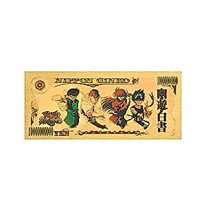 YJacuing Anime Yu Yu Hakusho Gold Coated Banknote, Limited Edition Collectible Bill Bookmark (5 PCS Collection)