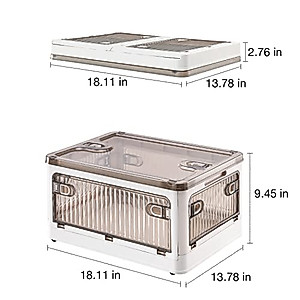 31 Qt Toy Storage Bins With Wheels, 2 Pcs Four Doors Foldable Box for Craft Organizers, Stackable Storage Bins, Organizer Bins for Makeup, Hair Tool, and Blanket, Medium, White