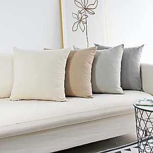 JOJUSIS Decorative Throw Pillow Covers Luxury Style Cushion Case Super Soft Pillowcases for Couch Bedroom Set of 4 18 x 18 Inch Neutral Color Grey Beige Khaki