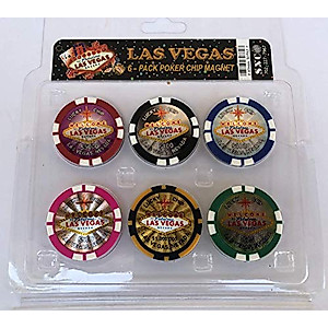 Las Vegas Poker Chip Refrigerator Magnets Set of 6