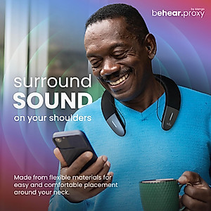 BeHear PROXY: Wireless Bluetooth Neckband Speaker & Retractable Earbuds, TV Hearing Device & Amplifier for Enhanced Audio & Calls, High-Fidelity Sound System for TV Listening & Pocket Talker