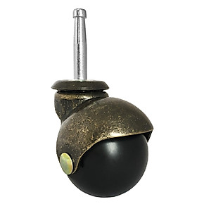 chairpartsonline 2" Antique Brass Ball Caster Wheel for Office, Executive, Gaming Chairs & Furniture w/ 5/16" x 1 1/2" (8 x 38mm) Socket Type Mounting Stem - Set of 5 - S5357