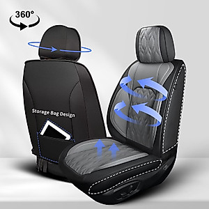 DISUTOGO Car Seat Covers Fit for Volvo S60 2001-2019 Full Set,Faux Leather Seat Cover Waterproof for S60 Vehicle Automotive Cushion Protector Compatible Airbag (5 Seats,Black&Dark Grey)