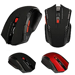 2.4GHz Wireless Optical Mouse Game Mice with USB Receiver Mause for PC Office Laptops (Black)