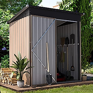 AECOJOY 5' x 3' Outdoor Storage Shed, Small Metal Shed with Design of Lockable Door, Utility and Tool Storage for Garden, Backyard, Patio, Outside use.