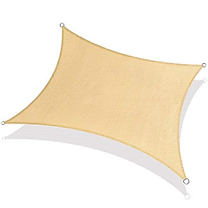 E.share Square 20ft X 20ft Sun Shade Sail Uv Top Canopy Patio Lawn Square Desert Sand UV Block for Outdoor Facility and Activities for Patio Backyard