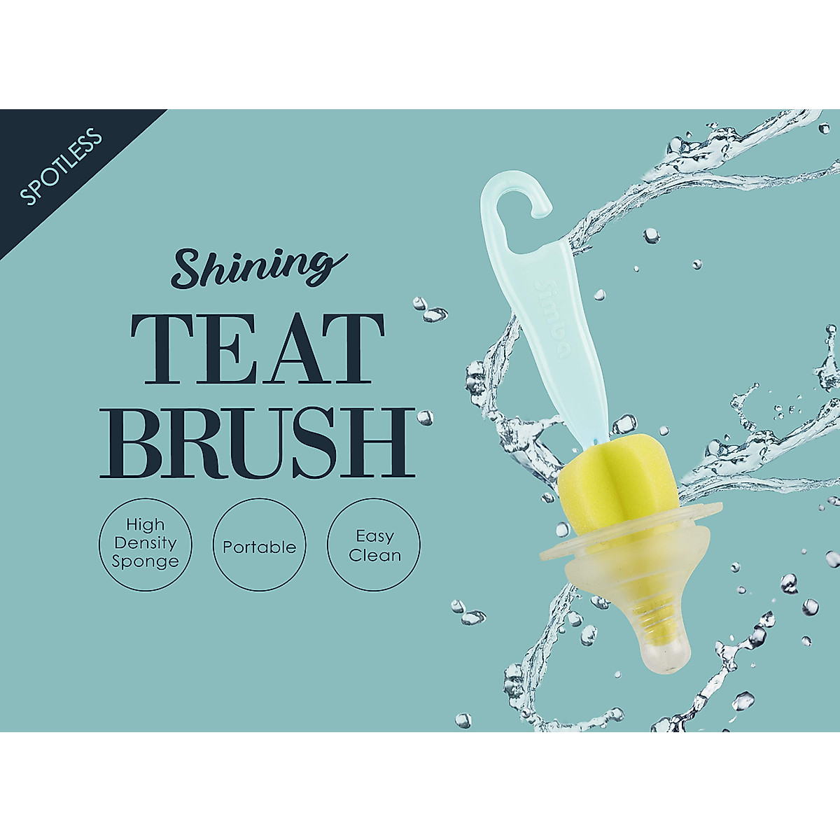 Simba Sponge Nipple Brush with Easy Hanging Hook (Turquoise)