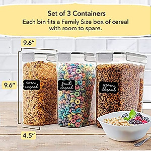 Simply Gourmet Cereal Containers Storage Set - 3 Airtight Dry Food Bins with Lids for Kitchen Pantry