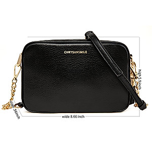 Chrysansmile Crossbody Bags for Women Genuine Leather Small Purse Black Soft Cross Body Bag with Tassel