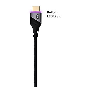 Monster 6ft High Speed 4K HDR Hdmi Cable with Built-in Purple Led Light, Gaming, Video, and Computer