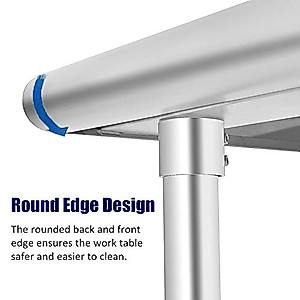 WMAOT Stainless Steel Work Table Commercial Grade NSF Certified Kitchen 24 x 36 Inch Classics Heavy Duty Food Prep for Restaurant, Home, Hotel, Business, Warehouse, Garage