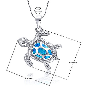PUPILLEMON Blue Opal Sea Turtle Necklace Sterling Silver Necklace Fine Jewelry For Women Gifts